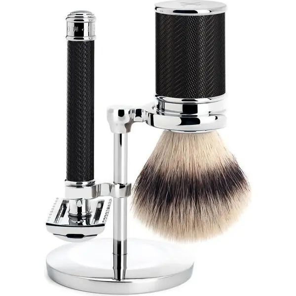 MUHLE Silvertip Fibre Shaving Set - Black And Chrome