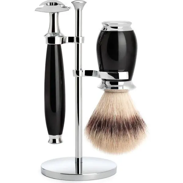 MUHLE Purist Silvertip Fiber & Safety Razor Shaving Set - Black