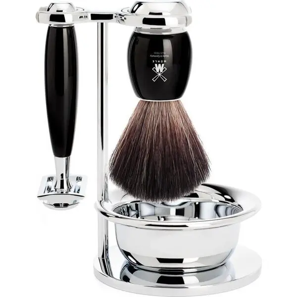 MUHLE Vivo Resin 4-piece Fiber & Safety Razor Shaving Set - Black