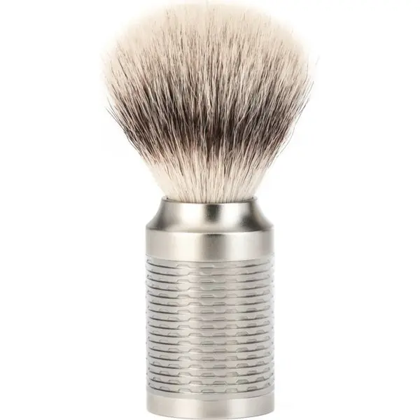 MUHLE Rocca Pure Matt Stainless Steel Tip Fiber Shaving Brush - Silver