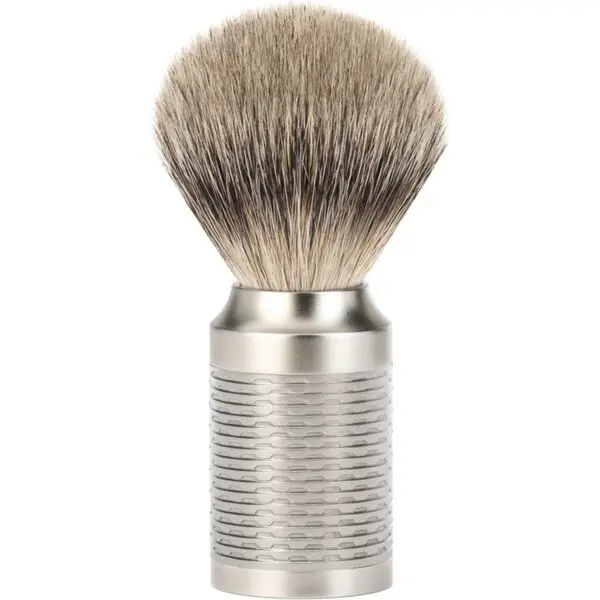 MUHLE Rocca Pure Matt Stainless Steel Tip Shaving Brush - Silver