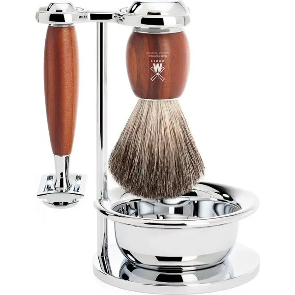 MUHLE Vivo 4-piece Pure Badger & Safety Razor Shaving Set - Plumwood