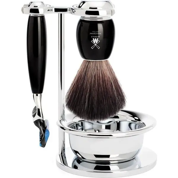 MUHLE Vivo Resin 4-piece Fiber & Fusion Shaving Set - Black