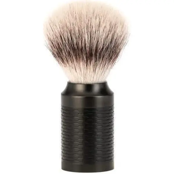 MUHLE Rocca Stainless Steel Silvertip Fiber Shaving Brush - Jet Black