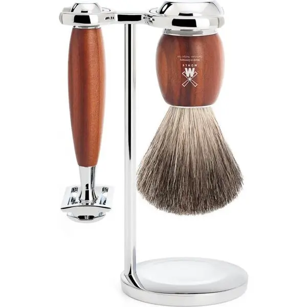 MUHLE Vivo 3-piece Pure Badger Safety Razor Shaving Set - Plumwood