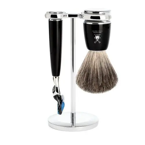 MUHLE Rytmo 3-piece Pure Badger & Fusion Shaving Set - Black