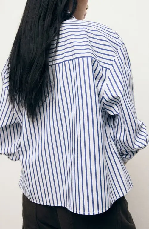 Mango Stripe Crop Button-up Shirt