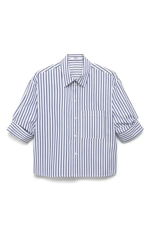 Mango Stripe Crop Button-up Shirt