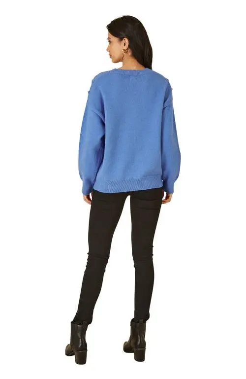 YUMI Heart Detail Relaxed Knit Sweater