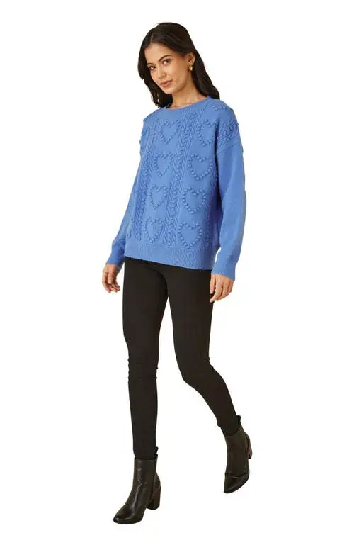 YUMI Heart Detail Relaxed Knit Sweater