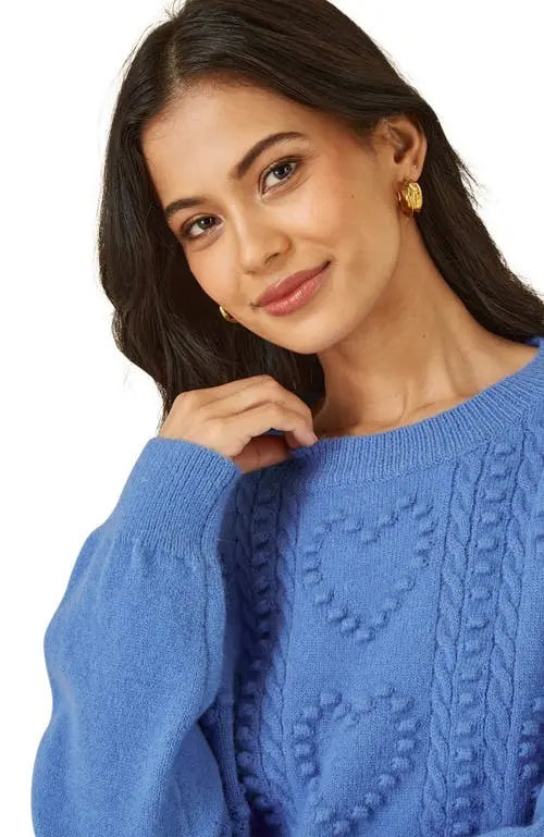YUMI Heart Detail Relaxed Knit Sweater