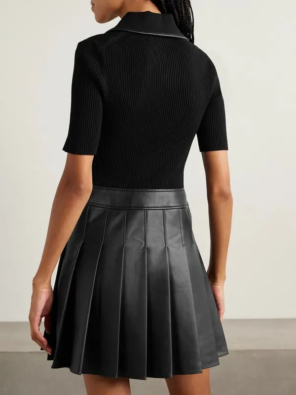 Simkhai Linnie Ribbed-knit And Pleated Mini Dress