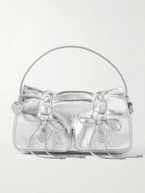 Acne Studios Multipocket Micro Metallic Leather Shoulder Bag