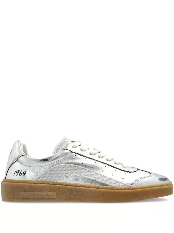 Dsquared2 Rider Metallic Leather Sneakers - Silver