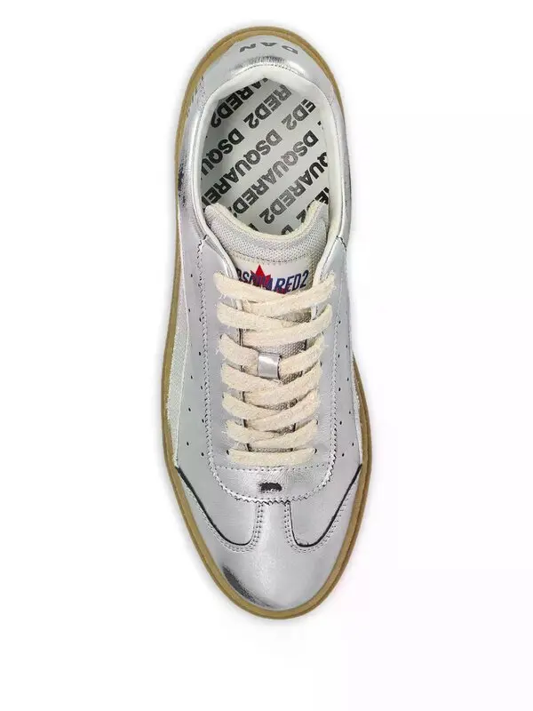 Dsquared2 Rider Metallic Leather Sneakers - Silver