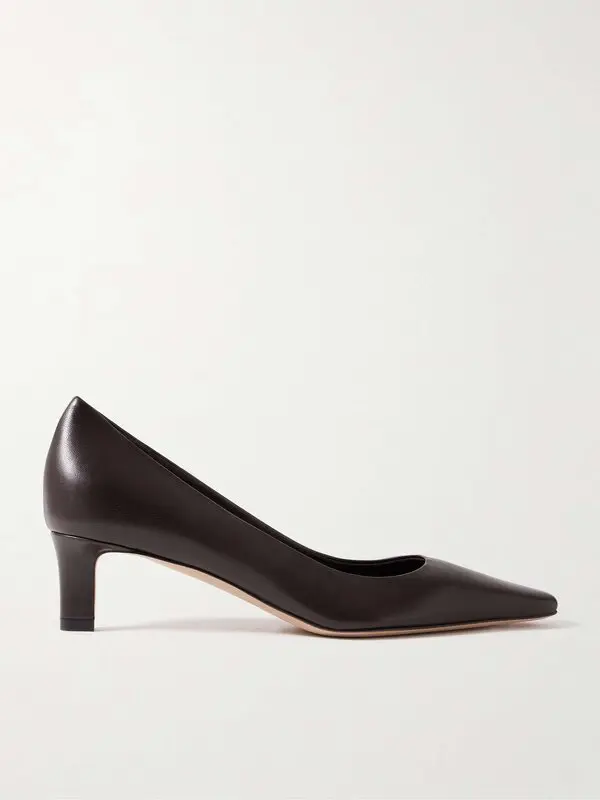THE ROW Carla Leather Pumps - Dark Brown