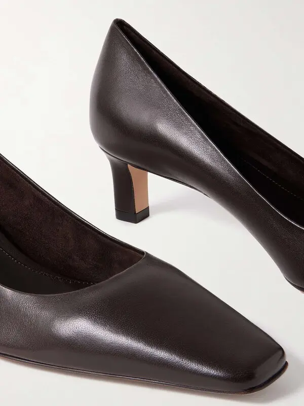 THE ROW Carla Leather Pumps - Dark Brown