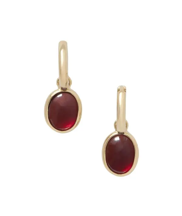 LOREN STEWART Scarlet 14-karat Gold Garnet Hoop Earrings - Red