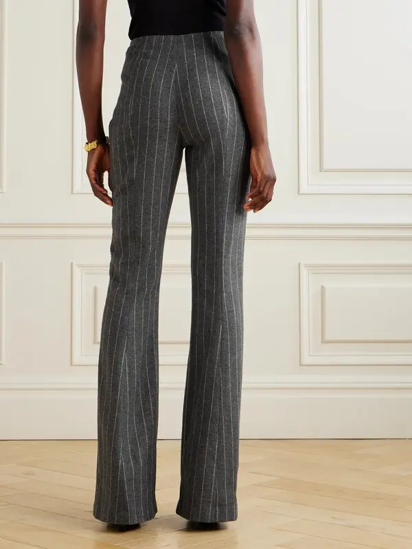 Carolina Herrera Pinstriped Twill Flared Trousers - Gray