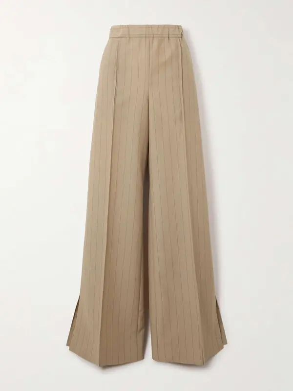 JIL SANDER Pinstriped Wool And Mohair-blend Straight-leg Pants - Beige