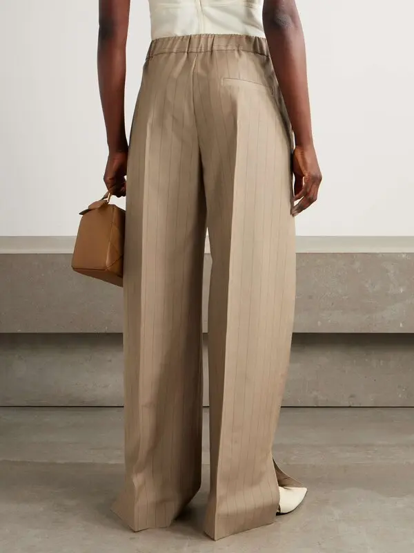 JIL SANDER Pinstriped Wool And Mohair-blend Straight-leg Pants - Beige