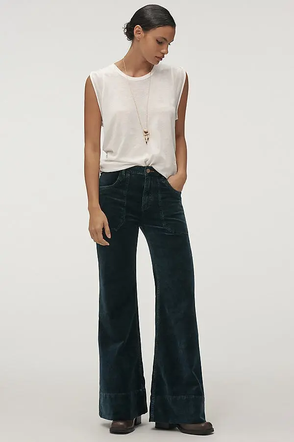 PILCRO Rylan Velvet High-rise Flare Jeans - Bejeweled Wash