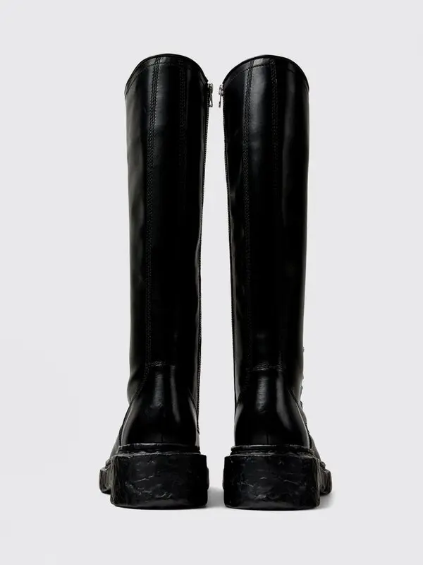 Camper Knee High Lace Up Boots - Black