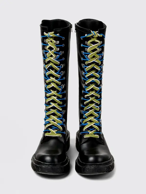 Camper Knee High Lace Up Boots - Black