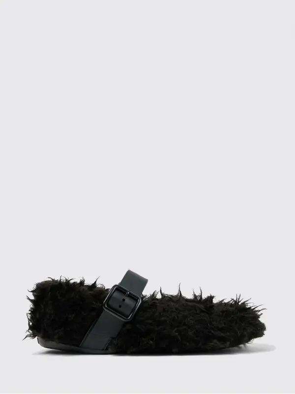 Camper Buckled Furry Shoes - Black