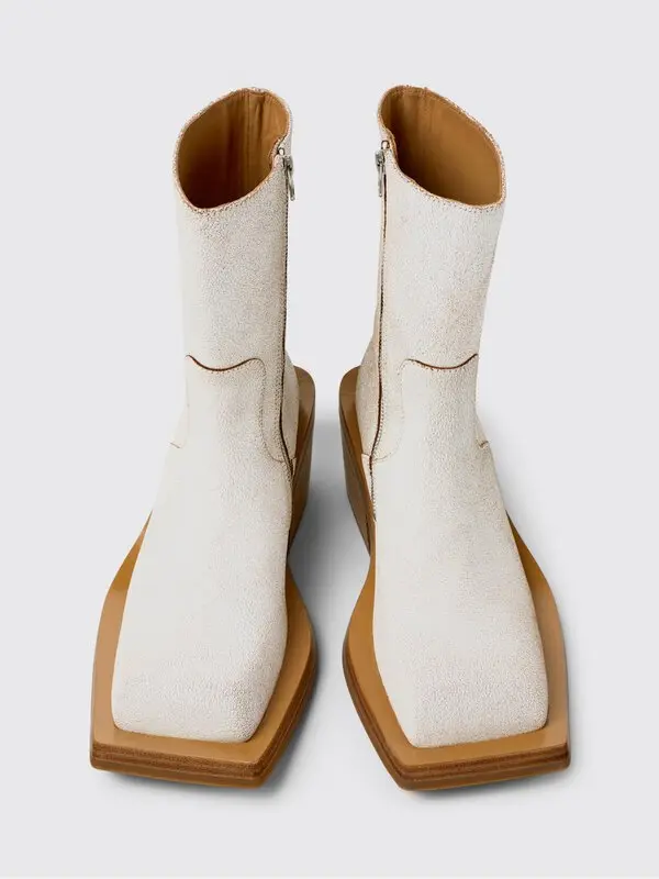 Camper Zip-up Ankle Boots - White
