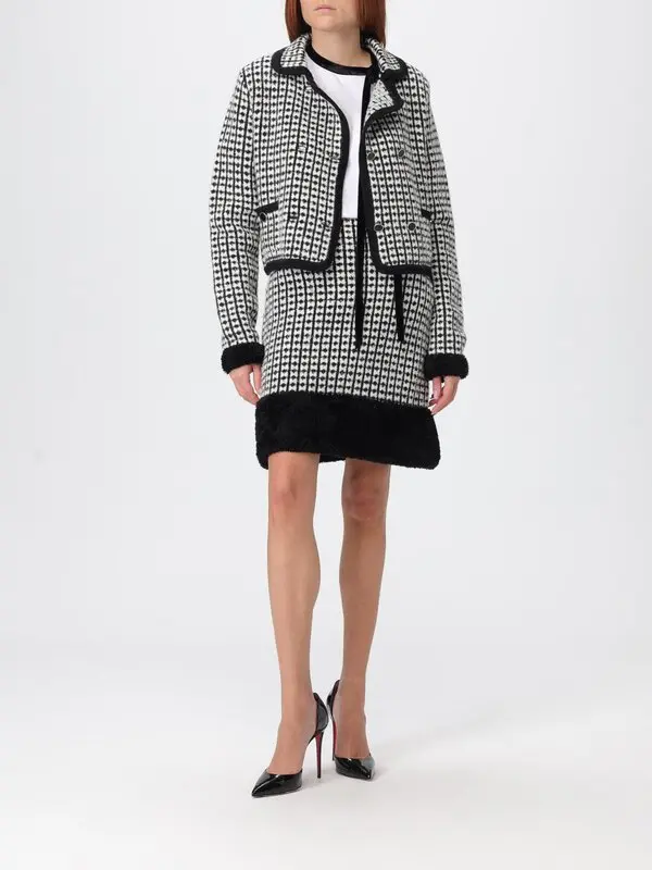 Nina Ricci Checkered Skirt With Fur Trim
