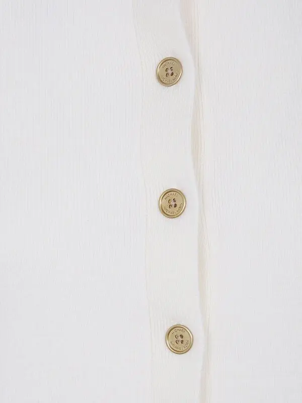 Michael Kors Merino Wool-blend Crewneck Cardigan - White