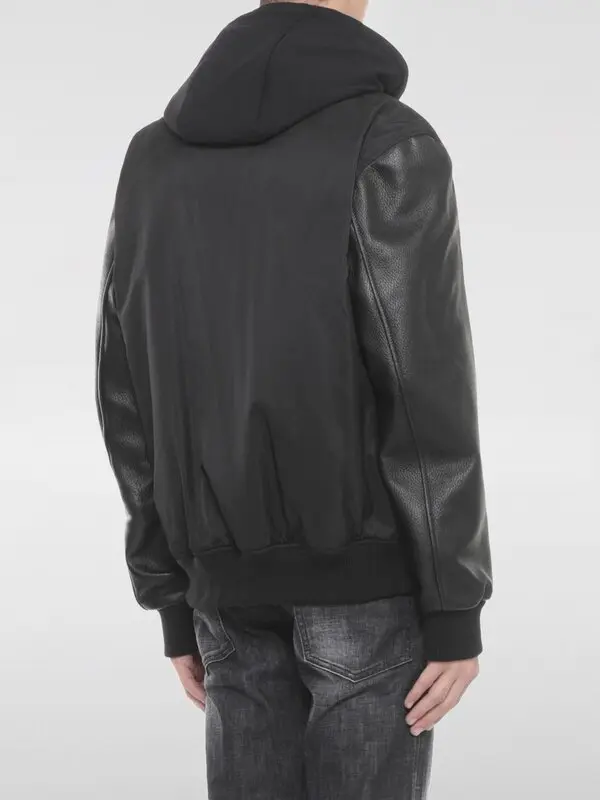 Philipp Plein Varsity Jacket With Leather Sleeves - Black