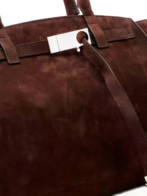 Benedetta Bruzziches Suede Shoulder Bag With Clasp - Brown