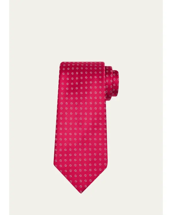 Charvet Jacquard Silk Standard Neck Tie - Red