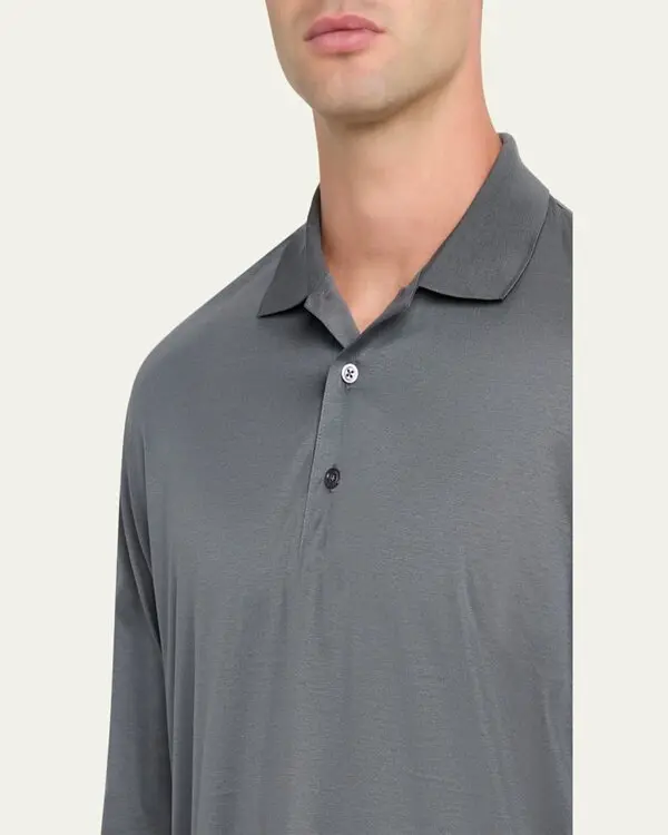 Charvet Cotton Jersey Long-sleeve Polo Shirt