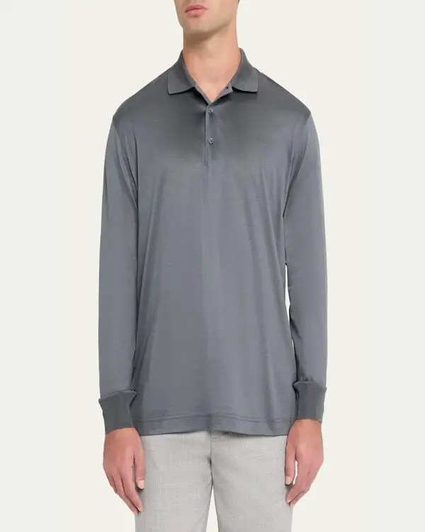 Charvet Cotton Jersey Long-sleeve Polo Shirt