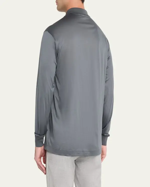 Charvet Cotton Jersey Long-sleeve Polo Shirt