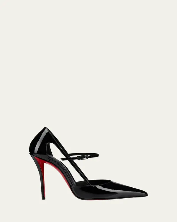 CHRISTIAN LOUBOUTIN Patent Leather Pumps With Ankle Strap