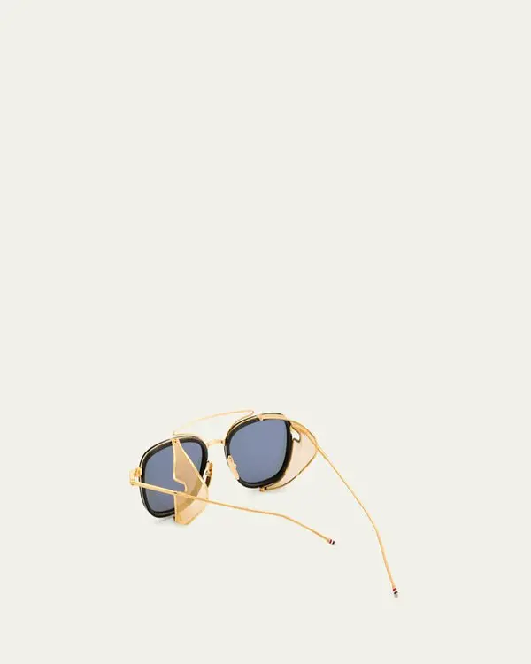 Thom Browne Rectangle Sunglasses With Side Shields - Black