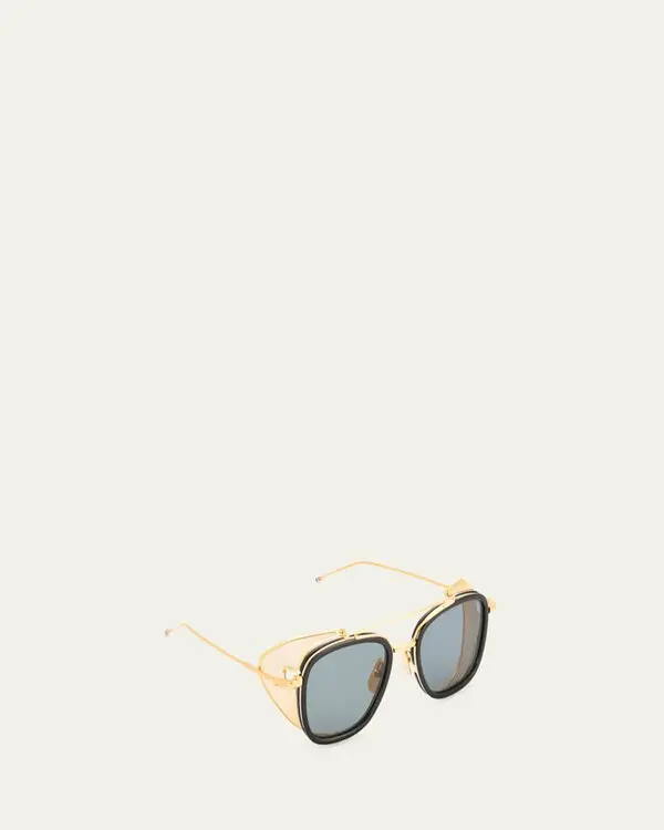 Thom Browne Rectangle Sunglasses With Side Shields - Black