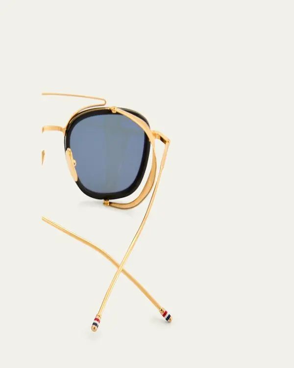 Thom Browne Rectangle Sunglasses With Side Shields - Black