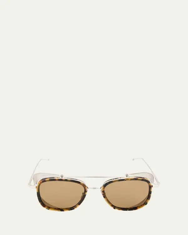 Thom Browne Rectangle Sunglasses With Side Shields - Dark Brown