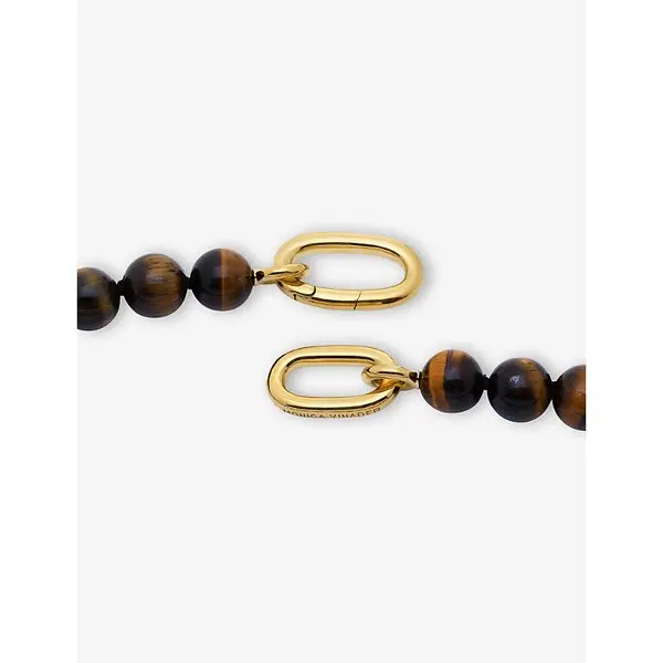 Monica Vinader Kate Young Tiger's Eye Beaded Chain Necklace - Gold