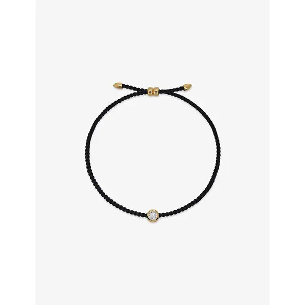 Monica Vinader Round Solitaire Diamond Cord Bracelet - Gold