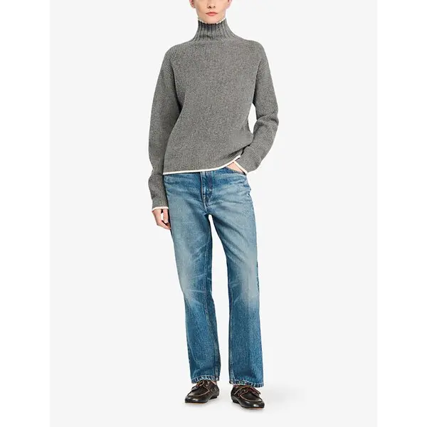Sandro Ribbed Wool And Cashmere-blend Jumper