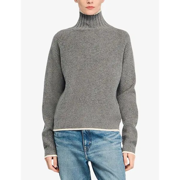 Sandro Ribbed Wool And Cashmere-blend Jumper