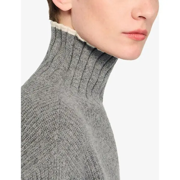 Sandro Ribbed Wool And Cashmere-blend Jumper