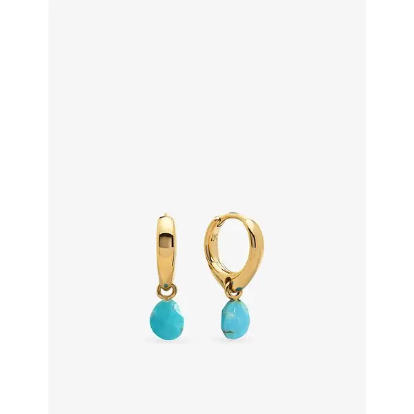 Monica Vinader Nura Turquoise Drop Huggie Earrings - Turqouise