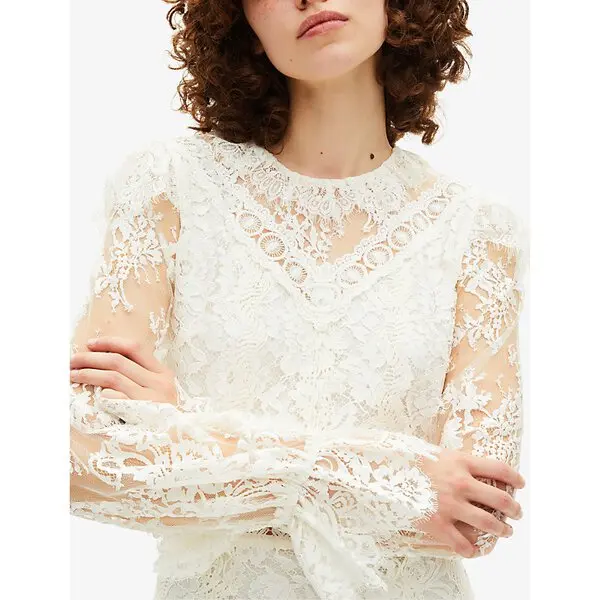 The Kooples Lace Mini Dress With Ruffle-Collar And Long Sleeves In White -  51% Off | Editorialist